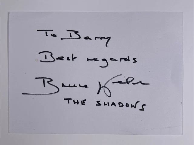 THE SHADOWS BRUCE Welch Signed Card Orig Authentic From The Collection ...