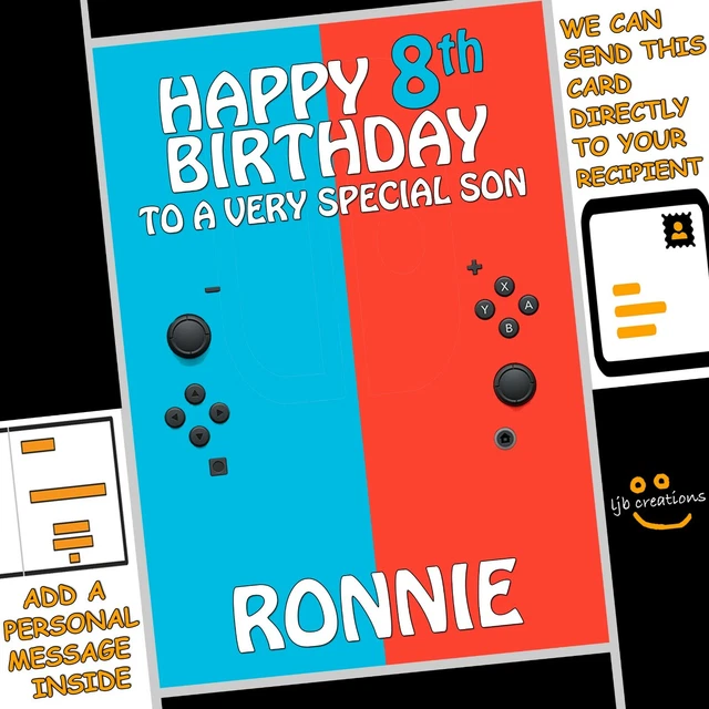 PERSONALISED NINTENDO SWITCH Birthday Card Son Nephew Grandson Friend ...
