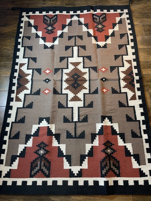NAVAJO SOUTHWEST INDIAN Native America Style 4’X 6’ wool YEI Handwoven ...