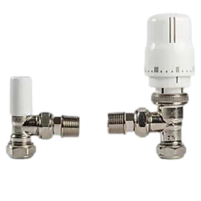 MYSON PLUS WHITE ANGLED THERMOSTATIC TRV & LOCKSHIELD 10MM x 1/2 ...