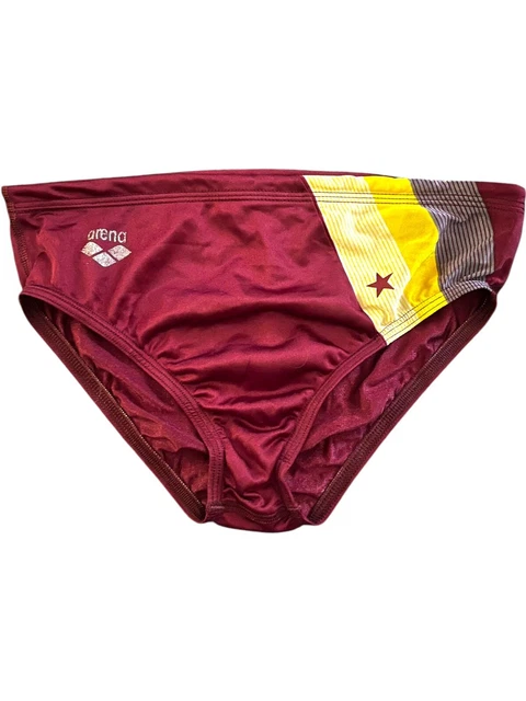 VTG ARENA 100% Nylon Men's Swim Brief 32 Lining Red Yellow Speedo ...