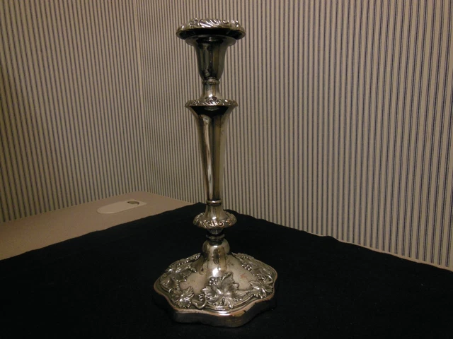 ANTIQUE OLD SHEFFIELD Plate Over Copper Candlestick, Grape Leafs ...