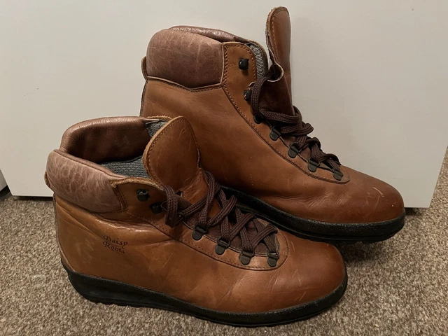 VINTAGE DAISY ROOTS Boots Brown Leather Rubber Sole Walking Hiking ...
