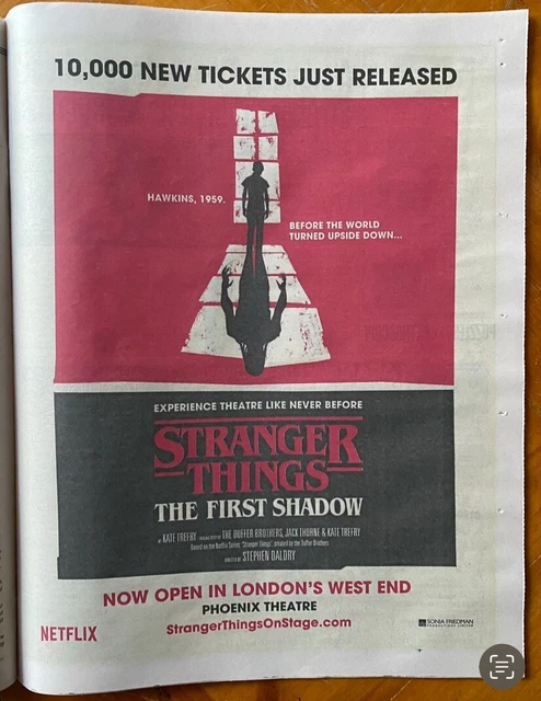 STRANGER THINGS NETFLIX The First Shadow Theatre Advert Poster News Ad ...
