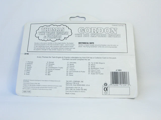 ERTL 1091 THOMAS & Friends Gordon The Big Express Engine Picture Card M ...
