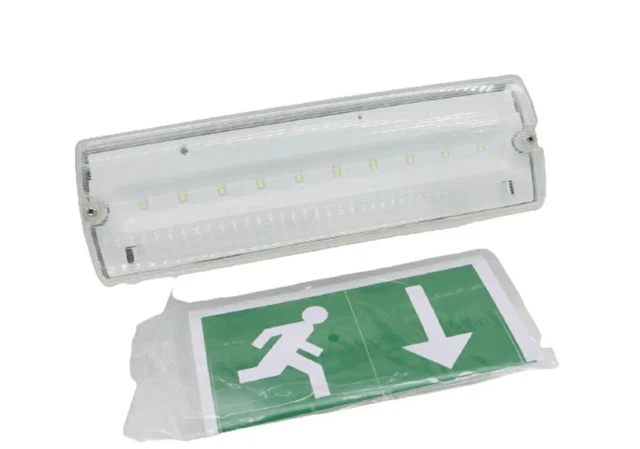 NEWLEC BULKHEAD E3 2W LED M/NM Emergency Exit Light NLE3B IP65 £12.99 ...