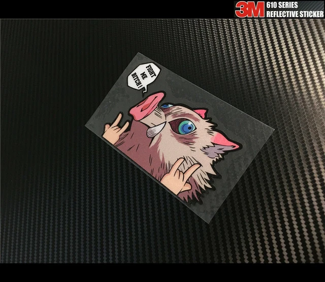 REFLECTIVE DEMON SLAYER INOSUKE Hashibira Peeking Anime JDM Car Sticker ...