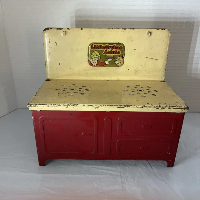 ANTIQUE 1930S LITTLE Orphan Annie Tin Metal Red & Cream Stove Vintage ...