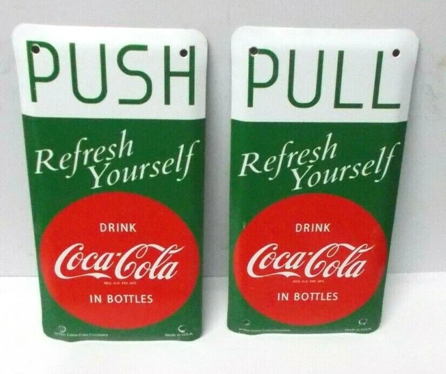 COCA COLA COKE Metal Push / Pull Screen Door Signs Set EUR 23,26 - PicClick FR
