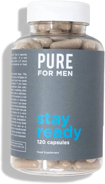 PURE FOR MEN Stay Ready Fibre Supplement 120 Capsules - BBD 05/2024 £12 ...