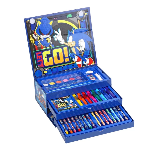 SONIC THE HEDGEHOG Colouring Tool Box Art Craft Set 52pcs Case ...