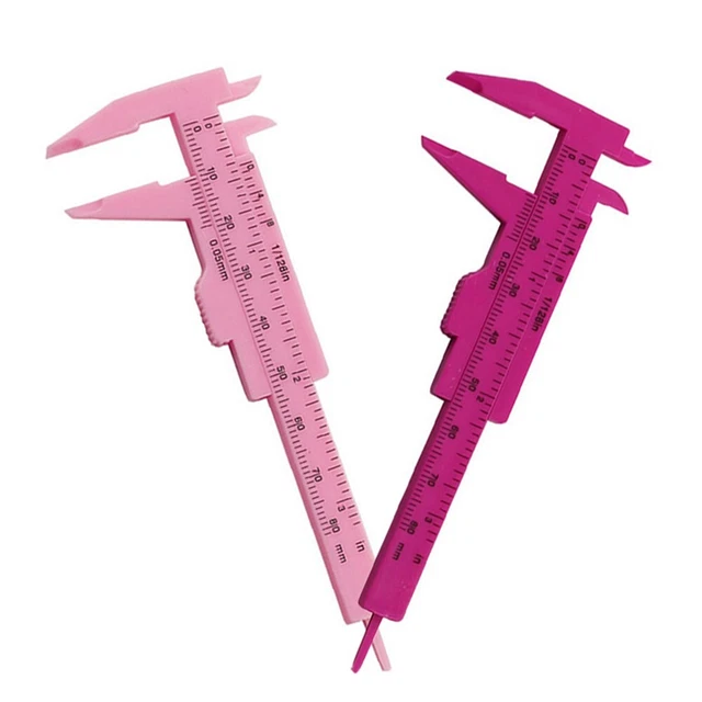 PLASTIC SLIDING VERNIER Caliper Measure Tool Double Scale Ruler 80mm ...