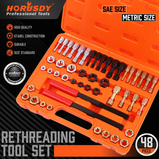 48 PCS THREAD Repair Chaser Set UNF UNC and Metric Thread Restorer Kit ...
