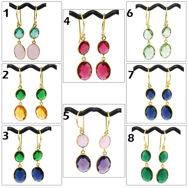 OVAL SHAPE HYDRO Quartz 24k Gold Plated Bezel Setting Drop Dangle Hook ...