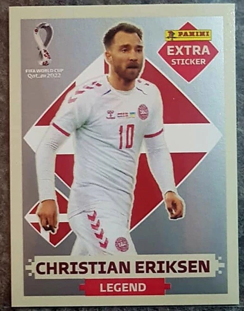 PANINI FIFA WM 2022 Qatar Christian Eriksen EXTRA STICKER Silber Legend ...