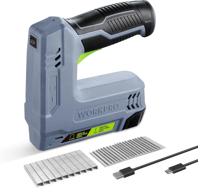 WORKPRO CORDLESS STAPLE Gun, 2 in 1 Electric Nail Gun with 1000Pcs Staples and 1 £45.60 ...