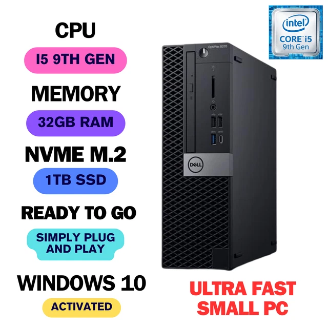 DELL OPTIPLEX 5070 SFF Small Form Factor PC i5 9th Gen 32GB RAM 1TB ...
