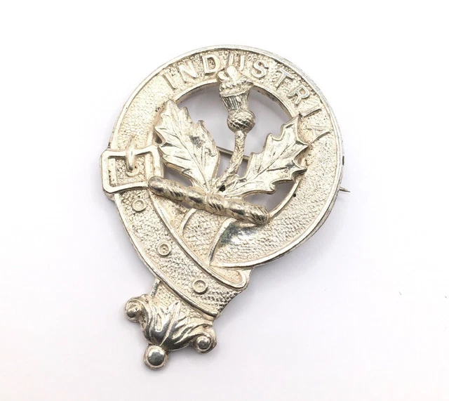 VINTAGE SCOTTISH FIDDES Clan Crest Industria With Industry Motto Badge ...