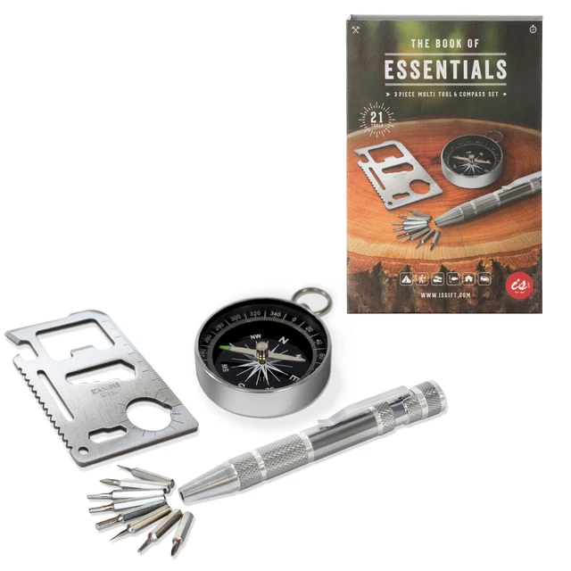 MULTI TOOL & COMPASS 3 PCE SET -Essential For Travel Camping Fishing ...