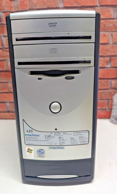VINTAGE WINDOWS XP PC Tower Emachines 420 Intel Celeron 2.6Ghz, 256MB ...