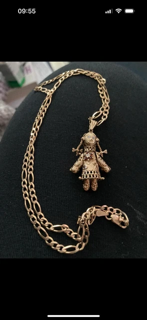 BEAUTIFUL VINTAGE 9CT Gold Articulated Ruby Gemstone Ragdoll Necklace ...