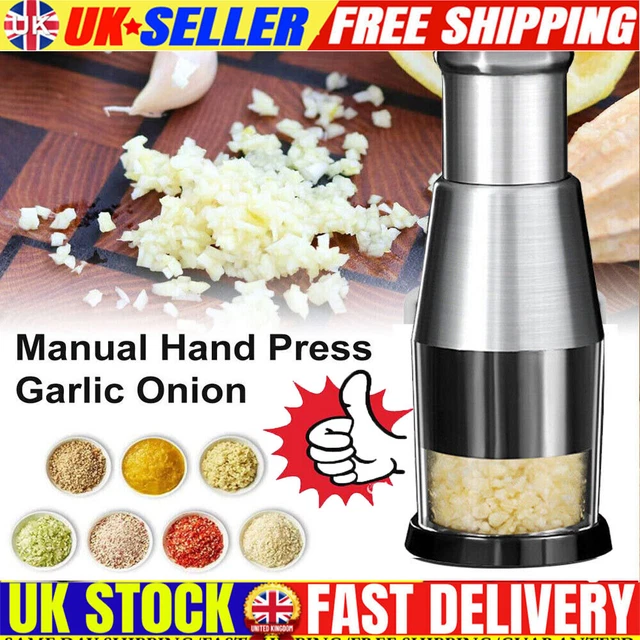 MANUAL HAND PRESS Onion Garlic Vegetable Food Chopper Cutter Processor ...