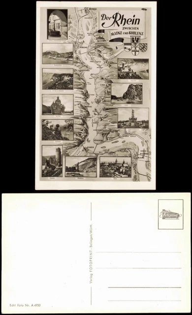 CARTOLINA IL RENO tra Magonza e Coblenza mappe cartolina 1959 EUR 5,75 ...