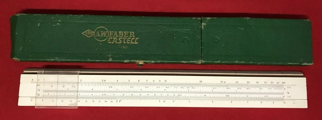 VINTAGE AW FABER Castell Slide Rule Boxed Surveying Made Germany 1/60 £ ...