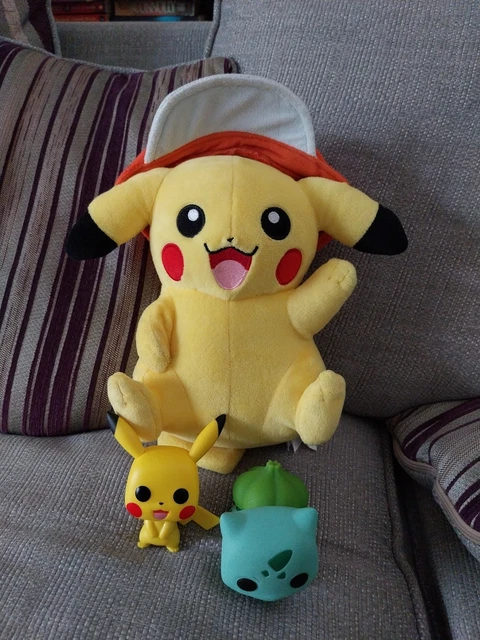 PIKACHU PLUSH IN Ash's Hat By Tomy And 2 Unboxed Pop Pikachu And ...