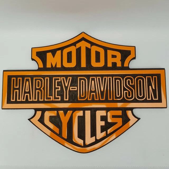 HARLEY DAVIDSON MOTOR Cycles Large Wooden Sign Plaque W19" H14" Orange ...