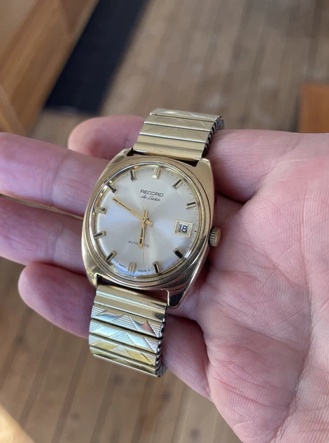 RECORD DE LUXE 9ct Watch 1970s Working £550.00 - PicClick UK