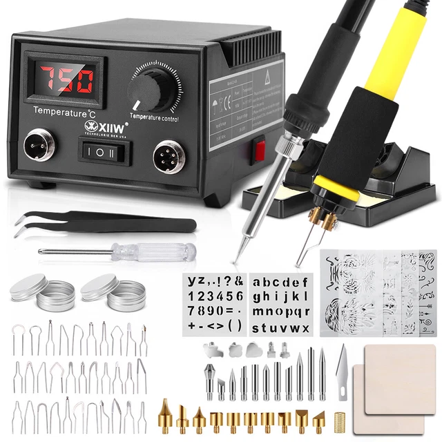 100W DIGITAL WOOD Burning Kit 78PCS Dual Pen Pyrography Machine Wood ...