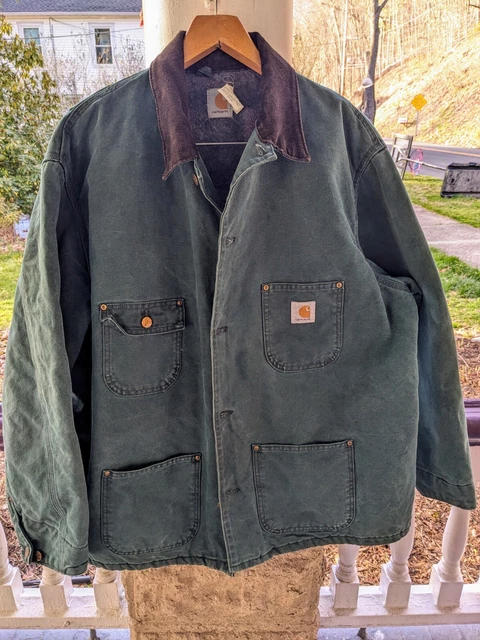 VINTAGE CARHARTT BLANKET Lined Work Coat Jacket*2XL*CB1043*Green ...