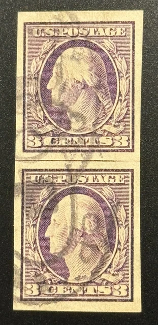 1909 US POSTAGE Stamp (Scott #345 Guideline Pair) Used Est. CV $75.00 ...