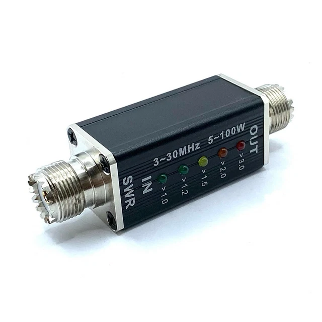 ALIMENTATORE FILETTATURA RF indicatore onde corte LED SWR metro ...