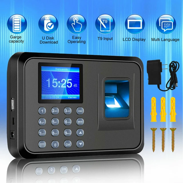 EMPLOYEE FINGERPRINT ATTENDANCE System Biometric Checking-in Time Clock ...