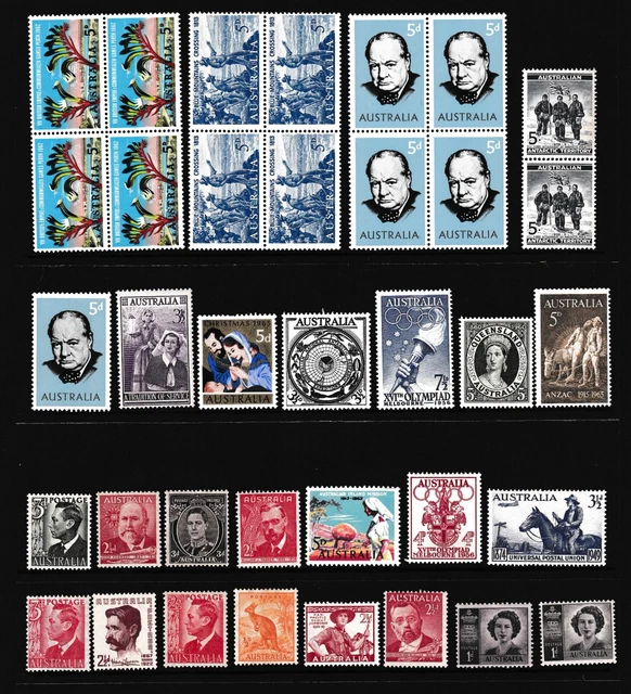 PAGE OF AUSTRALIAN Pre-Decimal Stamps Variety Of Blocks Pairs & Singles ...