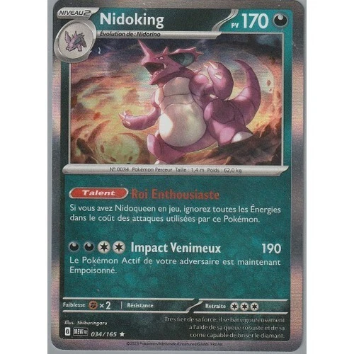CARTE POKEMON NIDOKING 034/165 HOLO REVERSE EV3.5 MEW 151 FR NEUF EUR 5,89 - PicClick FR