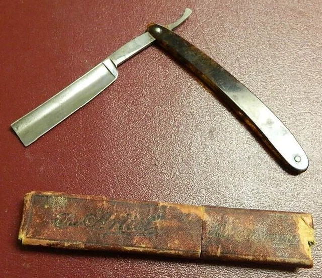 VINTAGE EAGLE SHAVING Straight Razor Blade New York Bakelite Amber ...