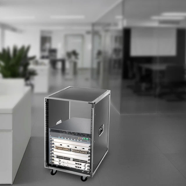 19 INCH 16U Server Rack Open Frame Rolling Network Data Rack w/ Casters ...