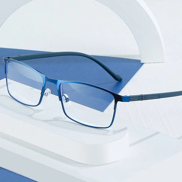 LIGHT METAL SQUARE Vision Care Myopia Glasses Blue Light Blocking ...