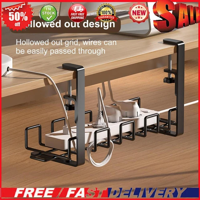 UNDER DESK CABLE Tray - Socket Cord Rack Cable Management (40cm Black ...