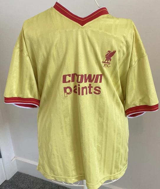 LIVERPOOL FC SCORE Draw Official Retro 1982 crown paints yellow shirt ...