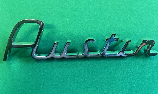 CLASSIC AUSTIN MINI Mk1 Chrome Plated "Austin" Metal Boot Script Badge ...