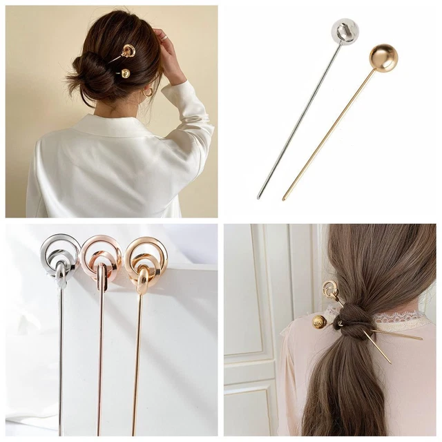 COLOR METAL GOLD Color for Long Hair Women Hair Sticks Hair Jewelry ...