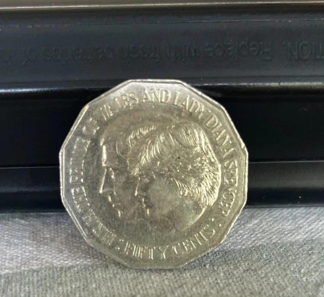 RARE PRINCE CHARLES And Lady Diana Spencer-50 Cent Coin-Australian-1981 ...