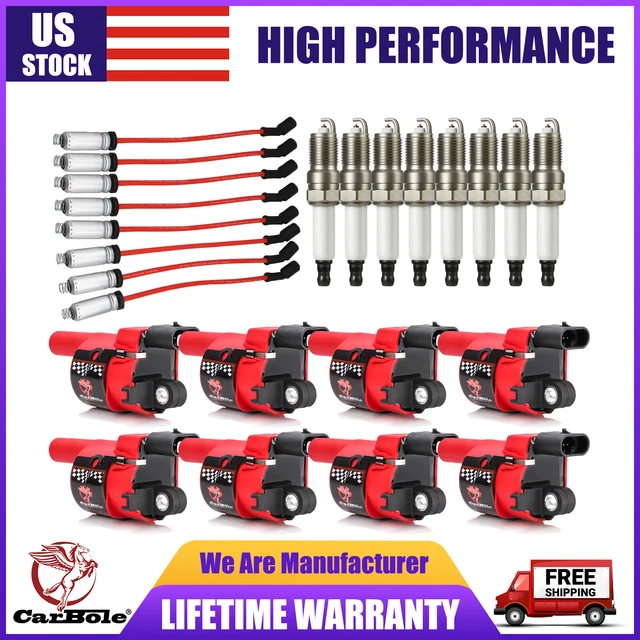 D514A 8X ROUND Ignition Coils Spark Plug Wire For Chevy Silverado 1500 ...