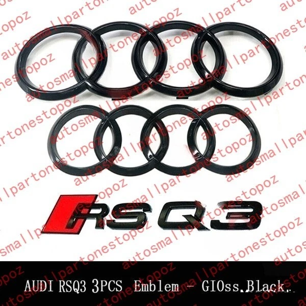 AUDI RSQ3 SET Combo Front and Rear (Flat) Gloss Black Badge Sticker ...