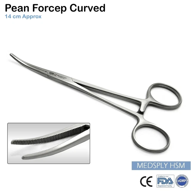 DENTAL PEAN FORCEPS Curved Hemostatic Clamp Artery Suture Locking ...
