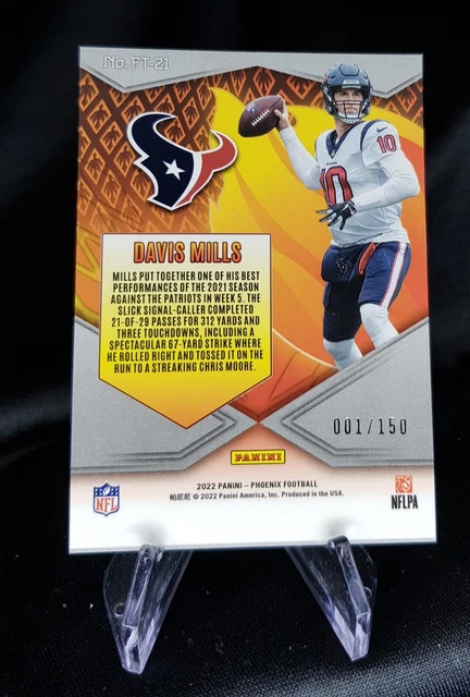 PANINI 2022 PHOENIX - Davis Mills - Flame Throwers Teal - Texans 01/150 ...